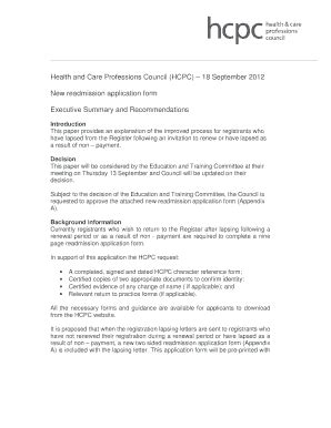 Hcpc Readmission Form Fill Online Printable Fillable Blank PdfFiller