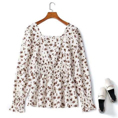 Plus Size Square Neck Floral Long Sleeve Top Hello Curve
