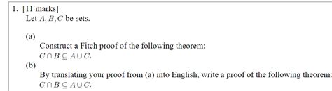 Solved 1 11 Marks Let A B C Be Sets A Construct A Chegg Com