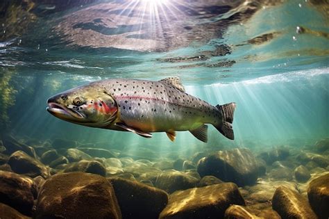 Premium Photo Rainbow Trout Swims In The Water Wildlife Scene From Nature