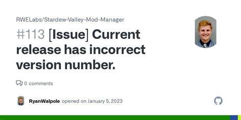 Issue Current Release Has Incorrect Version Number · Issue 113