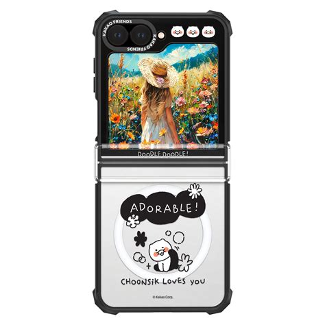 당일출고🔥 카카오 두들🖤갤럭시 Z플립6 기종 추가💖 임팩트 제로 맥세이프 디자인 케이스 갤럭시 Z플립 5 4 범퍼 투명 힌지 보호 귀여운 핸드폰 케이스 에이블리