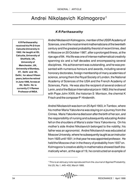 Pdf Andrei Nikolaevich Kolmogorov