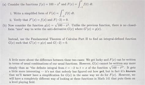 solved a consider the functions f x 100−x4 and