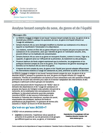 Analyse tenant compte du sexe du genre et de léquité rapport Centre canadien sur les