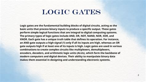 Logic Gatespptx This Is About The Digital Electronics Ppt