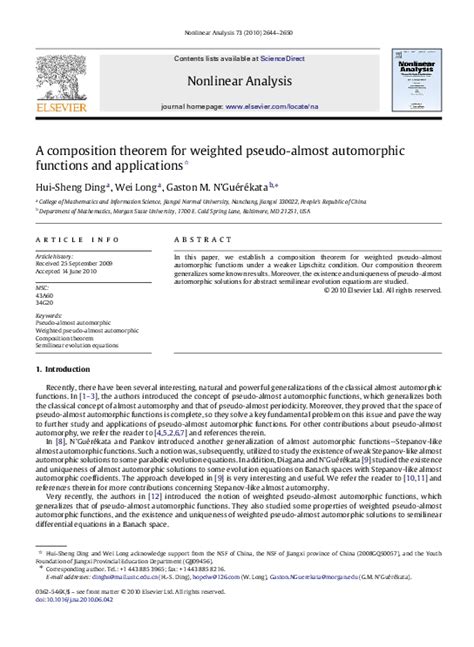 Pdf A Composition Theorem For Weighted Pseudo Almost Automorphic Functions And Applications
