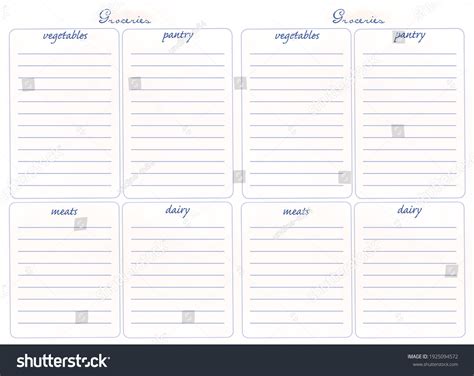 Daily Food Journal Printable Menu Planner Stock Illustration 1925094572