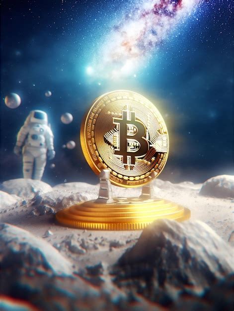 Astronauts In Arad Space Look To Bitcoin Premium AI Generated Image