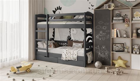 Ліжко двоярусне деревяне сосна Джуніор СТЕММА продаж ціна у Білій Церкві Ліжка від