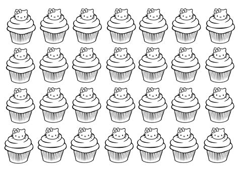Hello Kitty Cupcakes To Print And Color Cupcake And Cake Coloring