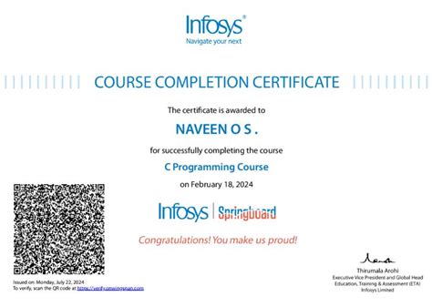 naveen o s on linkedin infosys infosysspringboard cprogramming
