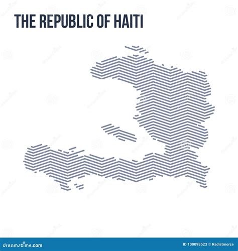 Vector Abstract Hatched Map Of The Republic Of Haiti With Zig Zag Lines