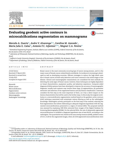 Pdf Evaluating Geodesic Active Contours In Microcalcifications