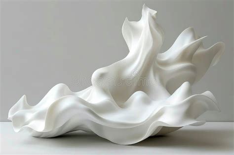 Elegant Abstract White Sculpture Featuring Smooth Flowing Curves Stock Illustration