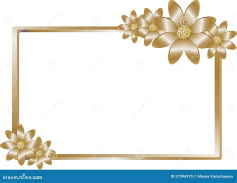 Quadro Dourado Com Flores Douradas Ilustração Stock Ilustração De