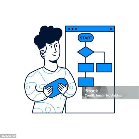 Pengembangan Dan Pemrograman Konsep Desain Datar Seorang Pria Membuat Bagan Alur Gaya Ilustrasi