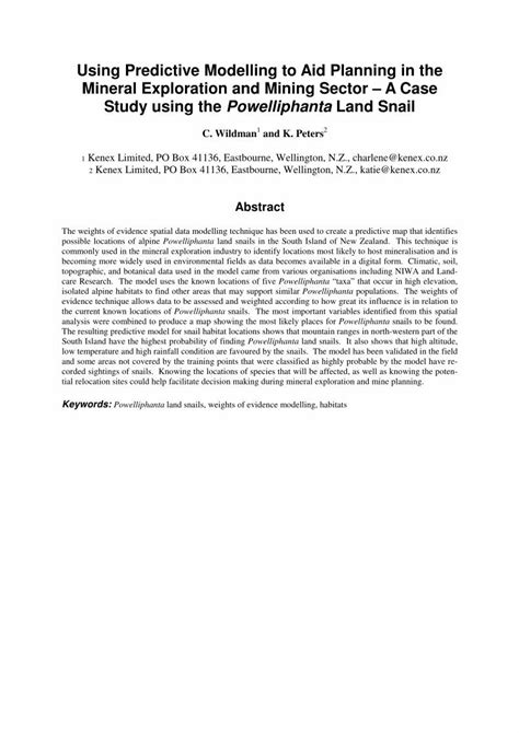 Pdf Using Predictive Modelling To Aid Planning In The Mineral Au Documents Papers