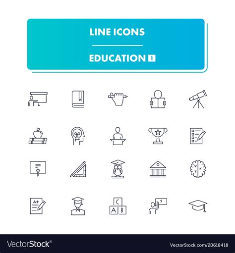 Line Icons Set Education 1 Royalty Free Vector Image