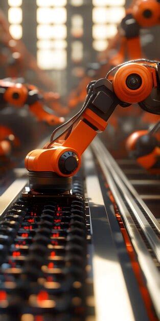 Assembly Line With Robotic Arms Conducting Production Tasks Premium AI Generated Image