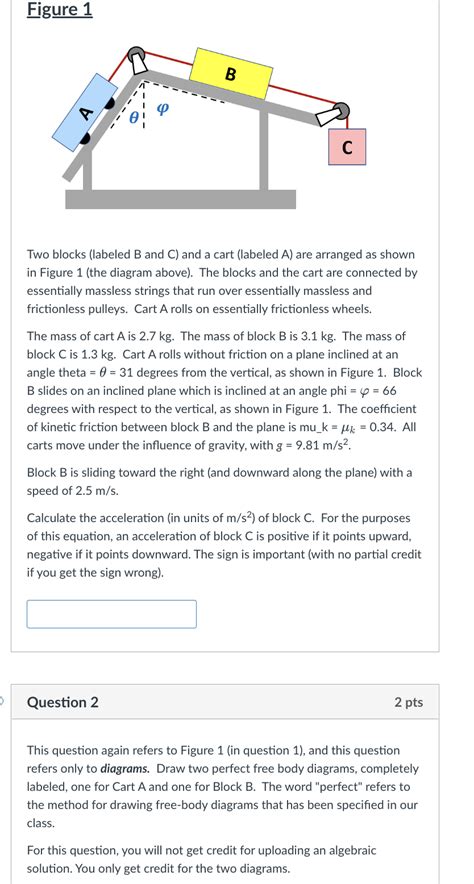 Solved Figure 1 Two Blocks Labeled B And C And A Cart Chegg Com