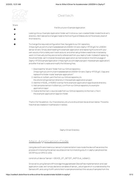 How To Write A Driver For Accelerometer Lis3dsh In Zephyrpdf