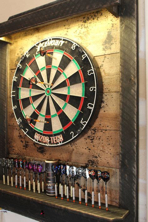 Darts Board Cabinet Darts Board Backboard LED Lighted Laser Throw Line Auto ON OFF Https