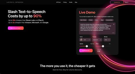 Unreal Speech Affordable And Fast Text To Speech Api For All Needs