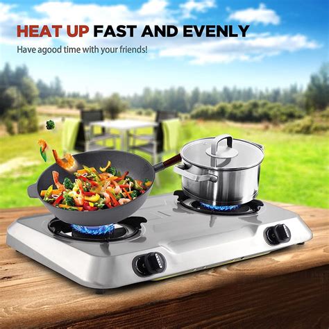 Forimo Propane Gas Cooktop 2 Burner Gas Stove Portable Gas Stove Stainless Steel Stove Dual