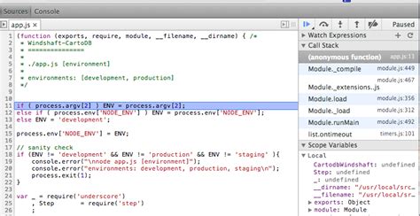 Nodejs Debugging Nodeexpress Requireexpress Creates A Break