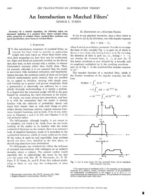 an introduction to matched filter pdf spectral density filter