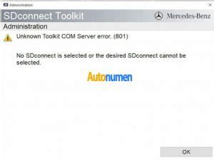 MB Star SDConnect Toolkit Server Error 801 Solution Autonumen Offical