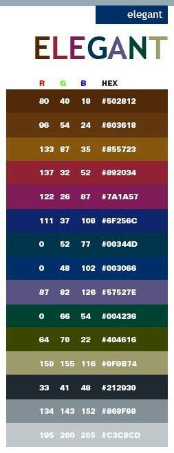 RGB Code Ideas Rgb Color Codes Color Coding Color Pallets