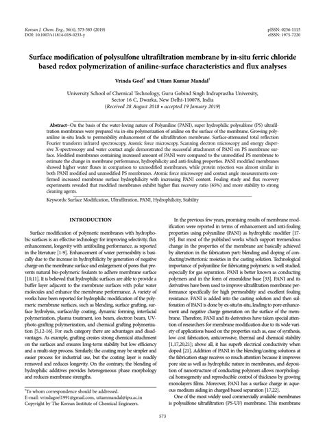 Pdf Surface Modification Of Polysulfone Ultrafiltration Membrane By