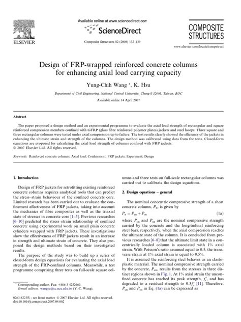 Fdocuments In Design Of Frp Wrapped Reinforced Concrete Columns For Enhancing Axial Load
