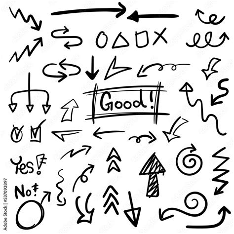손으로 그린 화살표 낙서 장식 세트 일러스트 Stock Vector Adobe Stock