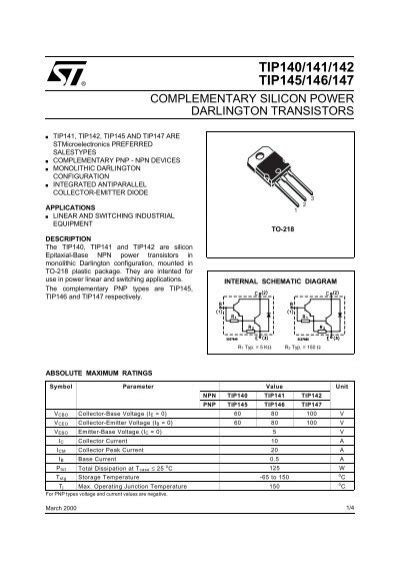 Complementary Silicon Power Darlington Transistors Bg Electronics
