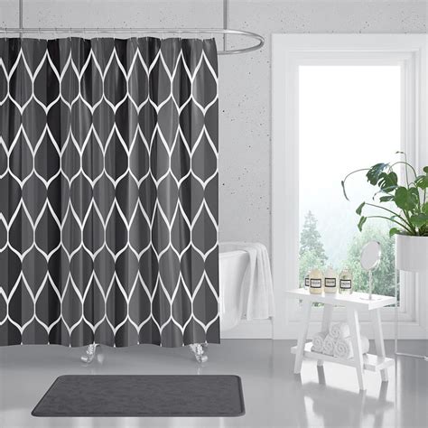 Shower Curtain Waterproof Fabric No Hook Split Rings Design Removable Liner Sheer Window
