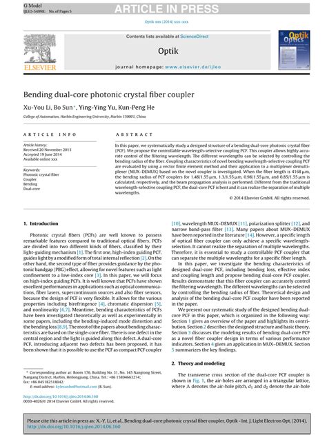 Pdf Bending Dual Core Photonic Crystal Fiber Coupler