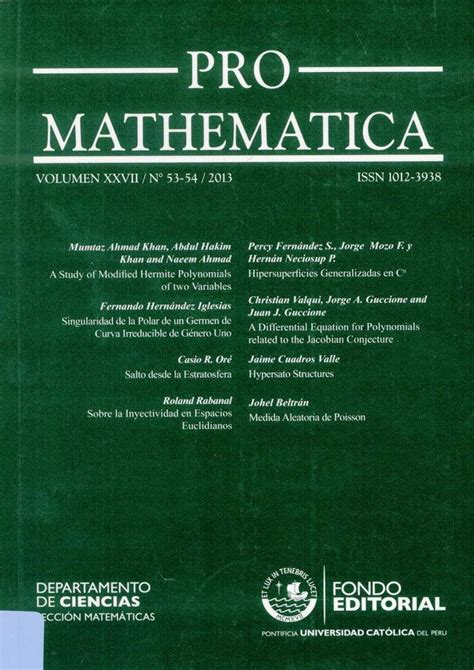 [matemÁticas] Pro Mathematica N° 53 54 2013 Revisa La Tabla De Contenido Dl