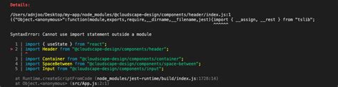 Bug Jest Test Cant Run Cannot Use Import Statement · Issue 96 · Cloudscape Design