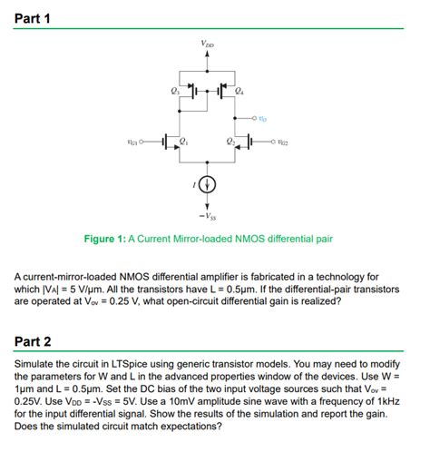 Solved Figure 1 A Current Mirror Loaded Nmos Differential