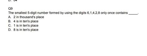 Q The Smallest Digit Number Formed By Using The Digits Only