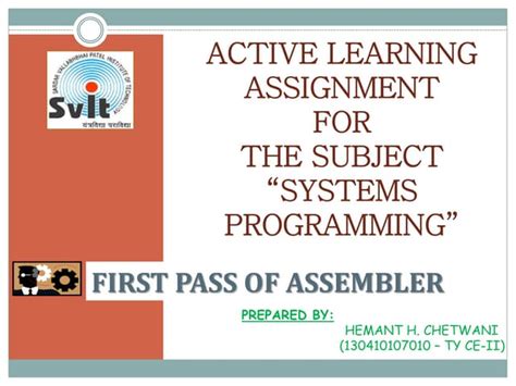 First Pass Of Assembler Ppt