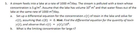 Solved A Stream Feeds Into A Lake At A Rate Of M Chegg