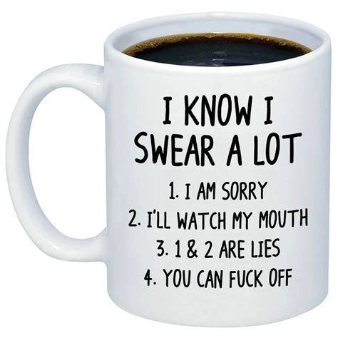 I Know I Swear A Lot Coffee Mug Funny Sarcastic Quote Superhero Gear