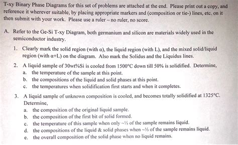 T Xy Binary Phase Diagrams For This Set Of Problems Chegg