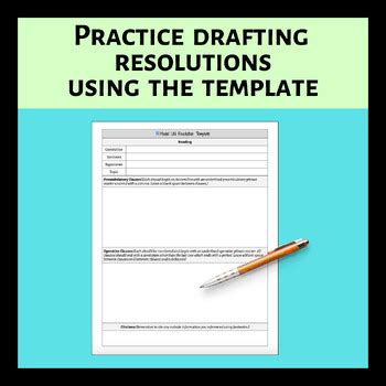 Model UN Resolution Writing Lesson With Slides Template Quiz MUN Rubric