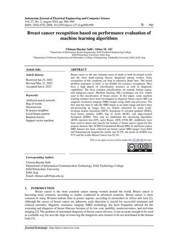 breast cancer recognition based on performance evaluation of machine