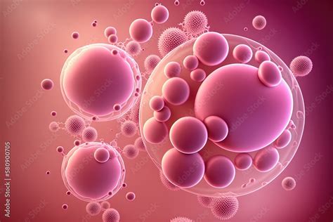 Floating Stem Cells On A Pink Aura Colored Background Of Skin Cells